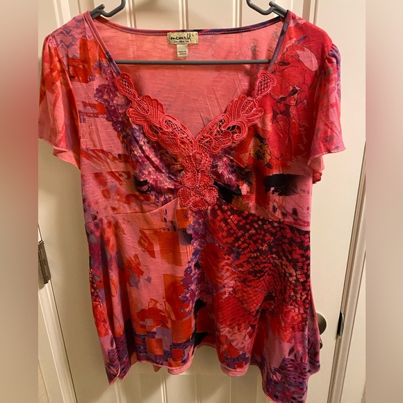ONE WORLD | Tops | One World L Top Pink Large Blouse Lg Shirt ...